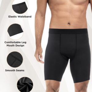 Niksa 3 Pack Compression Shorts Men Quick Dry Black Performance Athletic Shorts-L