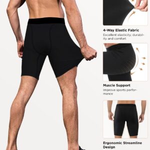 Niksa 3 Pack Compression Shorts Men Quick Dry Black Performance Athletic Shorts-L