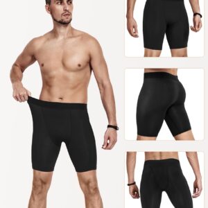 Niksa 3 Pack Compression Shorts Men Quick Dry Black Performance Athletic Shorts-L