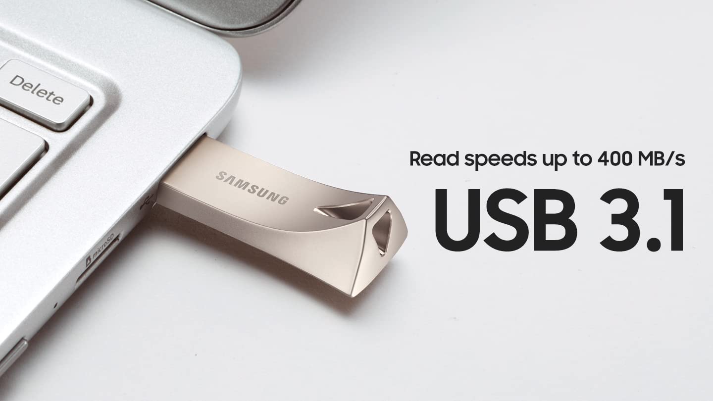 SAMSUNG BAR Plus 256GB - 400MB/s USB 3.1 Flash Drive Champagne Silver (MUF-256BE3/AM)