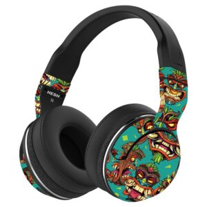 mightyskins skin compatible with skullcandy hesh 2 wireless headphones - crazy tikis | protective, durable, and unique vinyl wrap cover | easy to apply, remove, and change styles | made in the usa