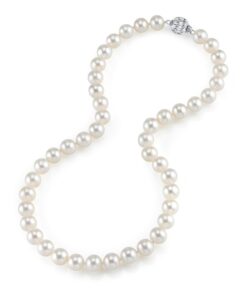 the pearl source 6.5-7mm aaa quality round white freshwater cultured pearl necklace for women in 18" princess length