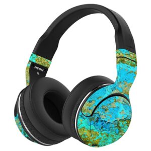 mightyskins skin compatible with skullcandy hesh 2 wireless headphones - teal marble | protective, durable, and unique vinyl wrap cover | easy to apply, remove, and change styles | made in the usa