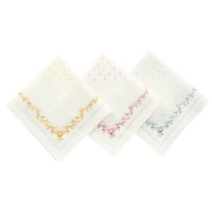 Selini Women's Floral Printed Bundle Cotton Handkerchief Set (Pack of 3), White