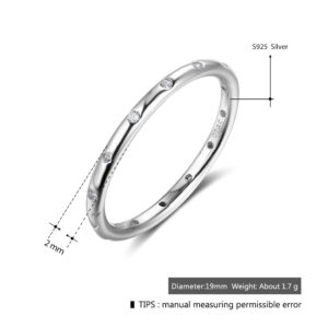 925 Sterling Silver Simple Style CZ Band Ring, Ring Size 6 7 8 (6)