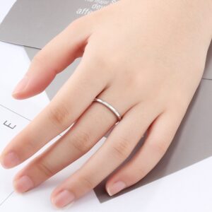 925 Sterling Silver Simple Style CZ Band Ring, Ring Size 6 7 8 (6)