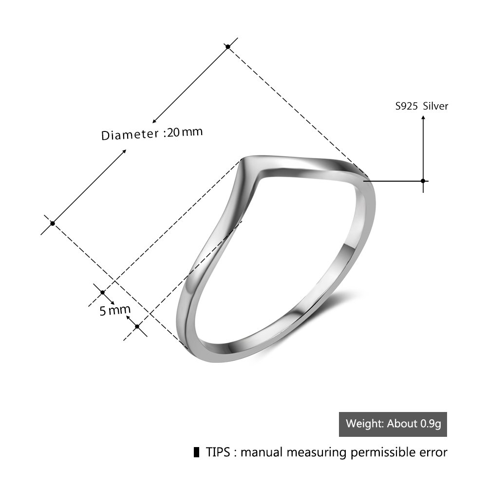 925 Sterling Silver Simple Style Band Ring, Size 6 7 8 (8)