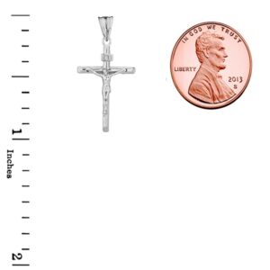 Dainty Jesus Christ INRI Crucifix Cross Pendant (0.90") in Solid Sterling Silver