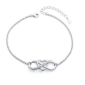 daochong i love you mom s925 sterling silver heart infinity bracelet for mother mama mommy mum mama birthday jewelry