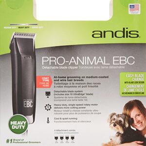 Andis Pro-Animal EBC Detachable Blade Clipper, Professional Animal/Dog Grooming, MBG-4, Black (53315)