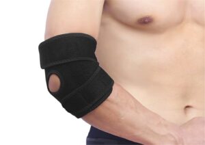 miocloth elbow support adjustable brace, reversible compression stabilizer neoprene sleeve c arthritic pain relief, sports injury rehabilitation, protection against re-injury, black