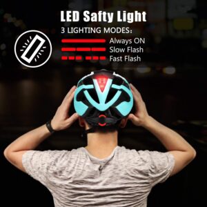 Bike Helmet, Basecamp Bicycle Helmet with Rear Light & Detachable Magnetic Goggles Lightweight Cycling Helmet Adjustable for Adult Men Women Mountain & Road (BC-069)