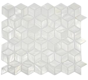 afsj white rhombus mother of pearl mosaic tile for bathroom/kitchen/spa backsplash (6 sheets)