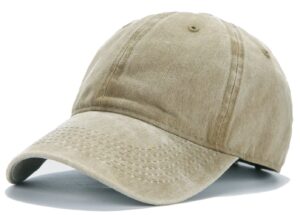 edoneery men women baseball cap-low profile adjustable washed cotton golf dad hat khaki