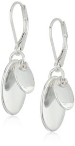 chaps women's layered disc drop leverback drop earrings, silver