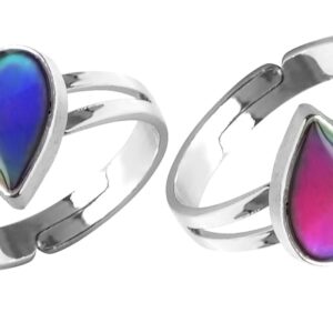 Acchen Mood Ring Heart Shaped Changing Color Emotion Feeling Finger Ring 2 Pcs with Box (Heart Shaped, Adjustable)