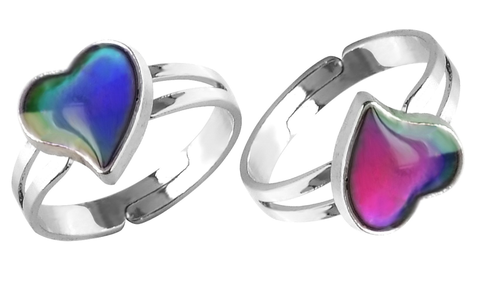 Acchen Mood Ring Heart Shaped Changing Color Emotion Feeling Finger Ring 2 Pcs with Box (Heart Shaped, Adjustable)