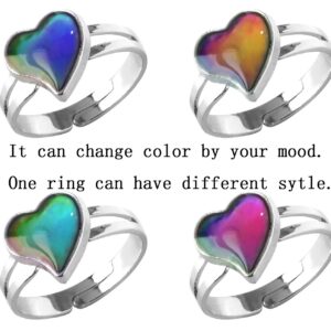 Acchen Mood Ring Heart Shaped Changing Color Emotion Feeling Finger Ring 2 Pcs with Box (Heart Shaped, Adjustable)