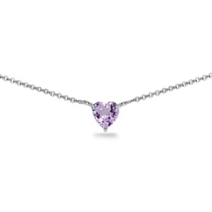 b. brilliant silver necklace for valentines day 925 sterling purple amethyst dainty short heart choker necklaces for women bridesmaids prom