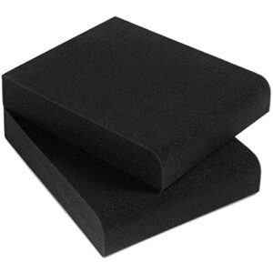 sound addicted - studio monitor isolation pads for 3-4.5 inches small speakers, pair of 2 high density dampening acoustic stands foam which fits most bookshelf’s and desktops | smpad 4