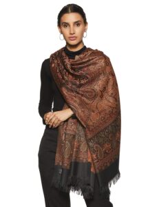 weavers villa women's pashmina wool blend indian handicraft woven shawls, scarf, wraps [large size: 40" x 80"]