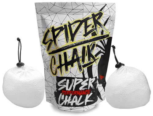 SPIDER CHALK Refillable Climbing Chalk Ball 2-Pack, 3oz Each - Lab-Grade Premium Chalk for Powerlifting, Weightlifting, Extra Large 3oz Gym Chalk Sock for Improved Grip