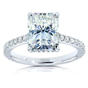 kobelli radiant-cut moissanite engagement ring 3 1/10 ctw 14k white gold, 8