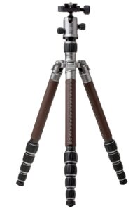 mefoto roadtrip classic cf leather edition lightweight 61.6" carbon fiber tripod/monopod, w/case, twist locks, dual action ballhead w/arca swiss plate - titanium (c1350q1tl)