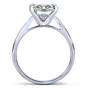 Kobelli Princess Moissanite Solitaire Peg Head Cathedral Engagement Ring 1 1/2 Carat 14k White Gold, 6.5