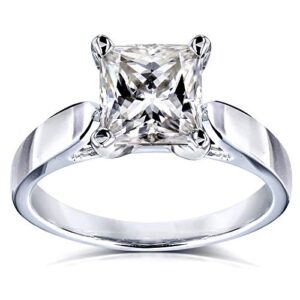 kobelli princess moissanite solitaire peg head cathedral engagement ring 1 1/2 carat 14k white gold, 6.5