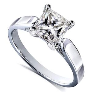 Kobelli Princess Moissanite Solitaire Peg Head Cathedral Engagement Ring 1 1/2 Carat 14k White Gold, 6.5