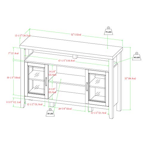 Walker Edison Tall Wood Universal TV Stand with Open Storage For TV's up to 58" Flat Screen Living Room Storage Entertainment Center, 52 Inch, Grey