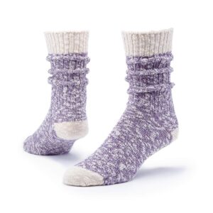 maggie's organic natural cotton ragg purple socks for men & women - one pair large size purple 10-13