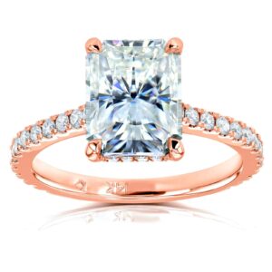 kobelli radiant-cut moissanite engagement ring 3 1/10 ctw 14k rose gold, 7.5