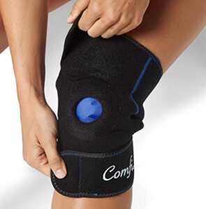 comfilife knee ice pack with wrap – knee brace – reusable hot & cold therapy gel pack – adjustable compression support for injuries, knee pain, knee surgery, arthritis, meniscus and more