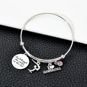 Yixinjew Gymnastics Charms Bracelets - Sports Bangle with Birthstone Birthday Gift for Gymnast