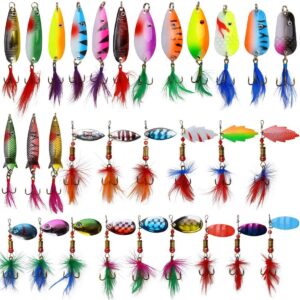 30pcs fishing lures spinner baits bass lures trout lures hard metal spinnerbaits fishing spinners lures kit for pike salmon walleye freshwater saltwater fishing