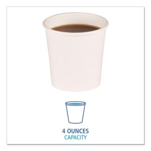 Boardwalk BWKWHT4HCUP 4 oz. Paper Hot Cups - White (20 Cups/Sleeve, 50 Sleeves/Carton)