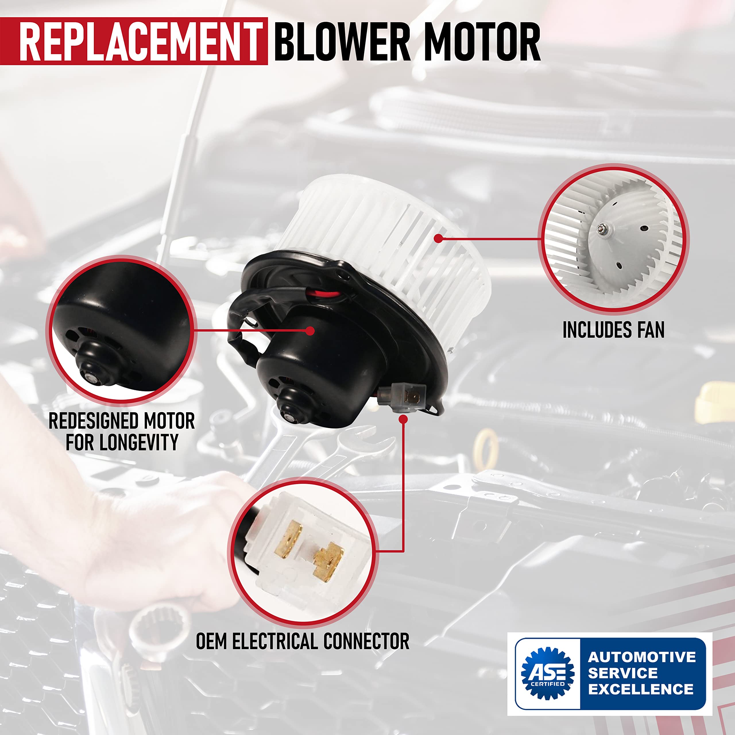 AC Blower Motor with Fan Replaces 4778417, 5015866AA, 700010, 615-00486 - Compatible with Dodge & Jeep - 1994-2002 Ram 1500, 1994-2002 Ram 2500, 94-02 Ram 3500 & 1993-1998 Grand Cherokee