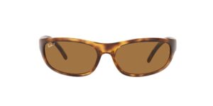 ray-ban men's rb4033 predator rectangular sunglasses, havana/polarized brown, 60 mm