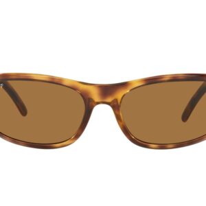 Ray-Ban Men's RB4033 Predator Rectangular Sunglasses, Havana/Polarized Brown, 60 mm