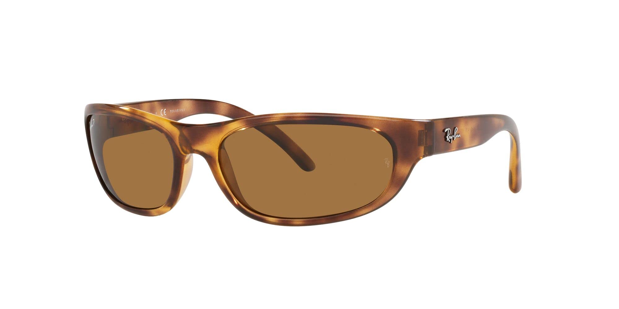 Ray-Ban Men's RB4033 Predator Rectangular Sunglasses, Havana/Polarized Brown, 60 mm