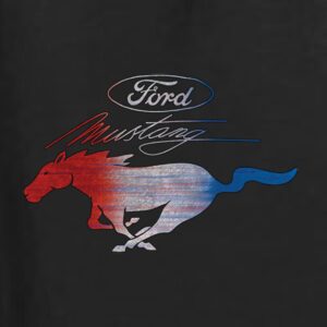 Ford Mustang Shirt USA Flag Mustang Emblem Cars and Trucks Womens Slim Fit Junior Tee, Black, Large