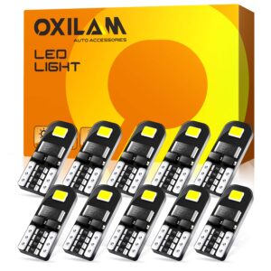 oxilam 194 led bulbs, widely used as car truck interior dome map door courtesy marker license plate lights, 6000k white with high power chipsets for t10 168 2825 led bulbs replacement (10 pcs)