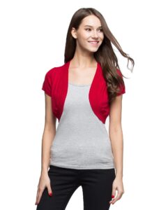 sofishie trendy short sleeve shrug open cardigan - red - xl