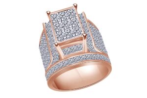 affy round white cubic zirconia engagement wedding band ring in 10k solid rose gold (2.00 cttw) ring size-11.5