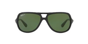 ray-ban rb4162 aviator sunglasses, black/polarized green, 59 mm