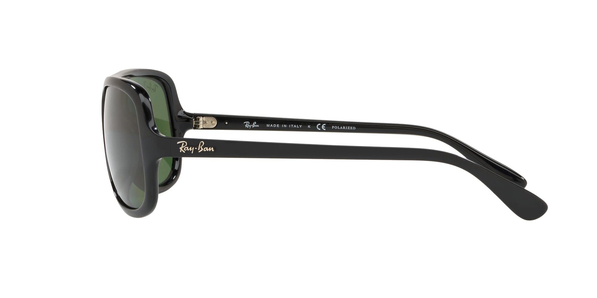 Ray-Ban RB4162 Aviator Sunglasses, Black/Polarized Green, 59 mm