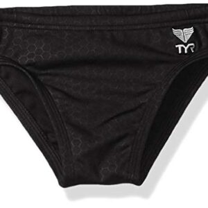 TYR Boys’ Hexa Racer Swimsuit, Black, 24