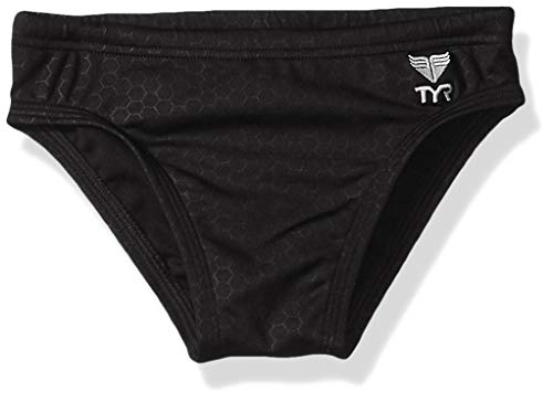 TYR Boys’ Hexa Racer Swimsuit, Black, 24